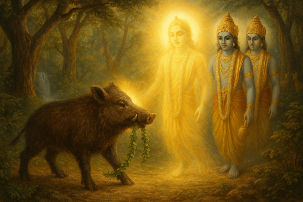 A Boar Attains Liberation by Carrying a Tulasī Garland – by Madhu ...